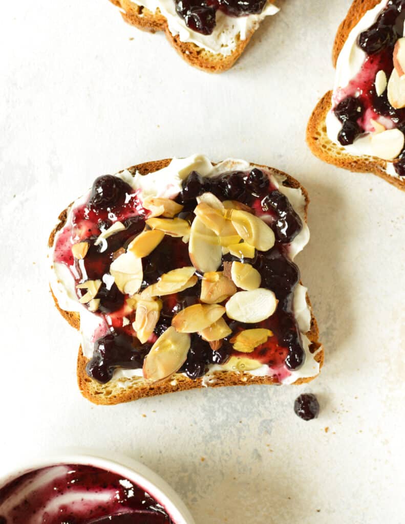 Blueberry Toast - caramel and cashews