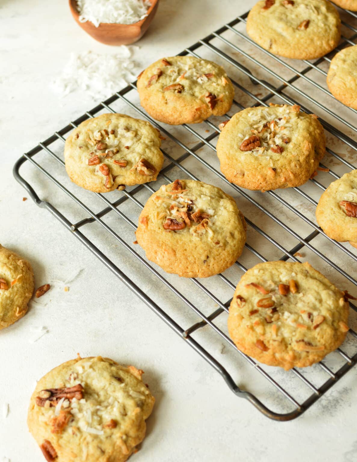 Coconut Pecan Cookies - caramel and cashews