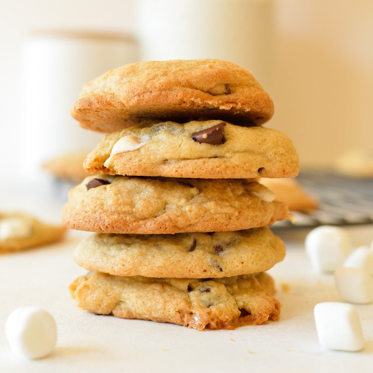 Chocolate Chip Marshmallow Cookies - caramel and cashews