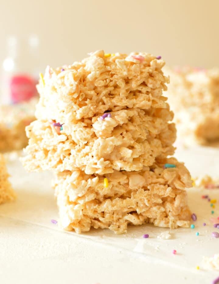 Rice Krispie Treats with Marshmallow Fluff - caramel and cashews