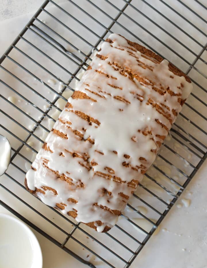 Moist Banana Bread with Icing - caramel and cashews
