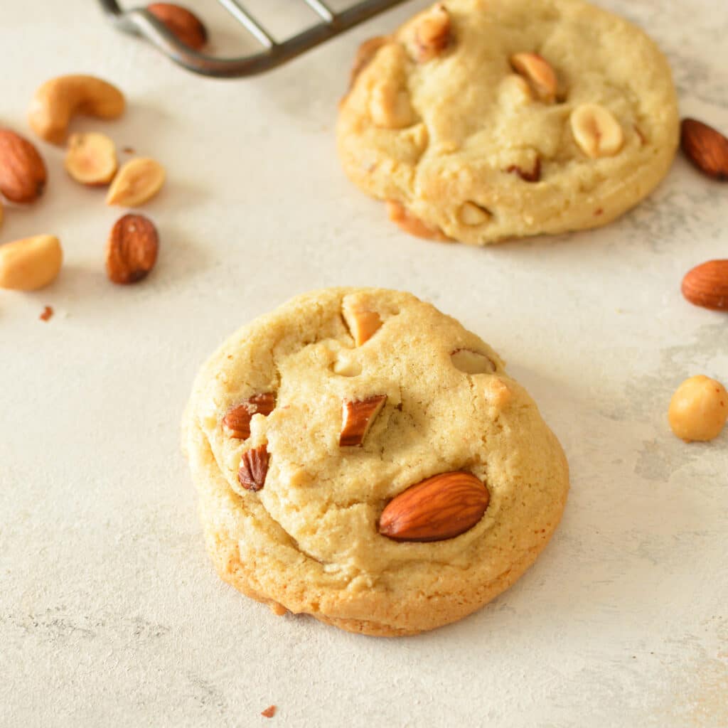 Chewy Mixed Nuts Cookies - caramel and cashews