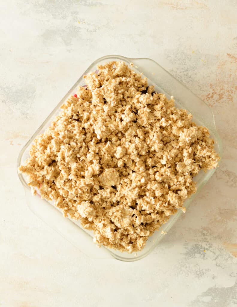 Triple Berry Crisp with Oat Crumble - caramel and cashews