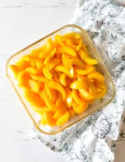 Peach Crisp with Canned Peaches - caramel and cashews