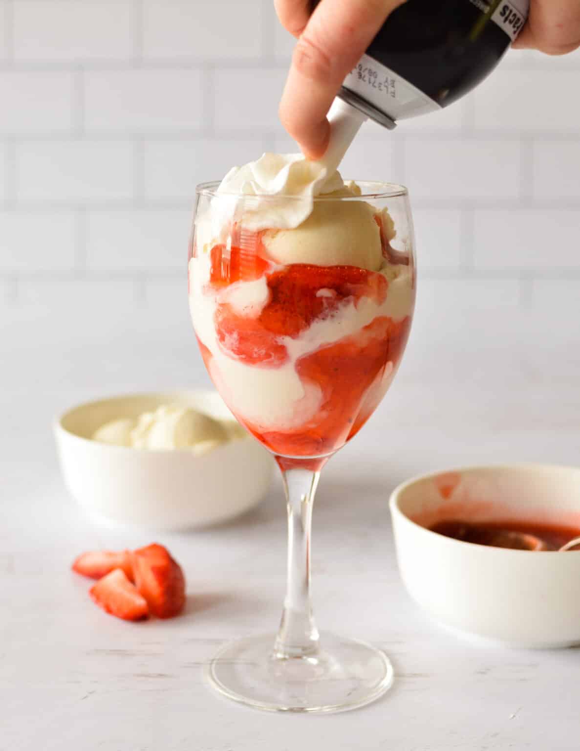 Strawberry Sundaes - caramel and cashews