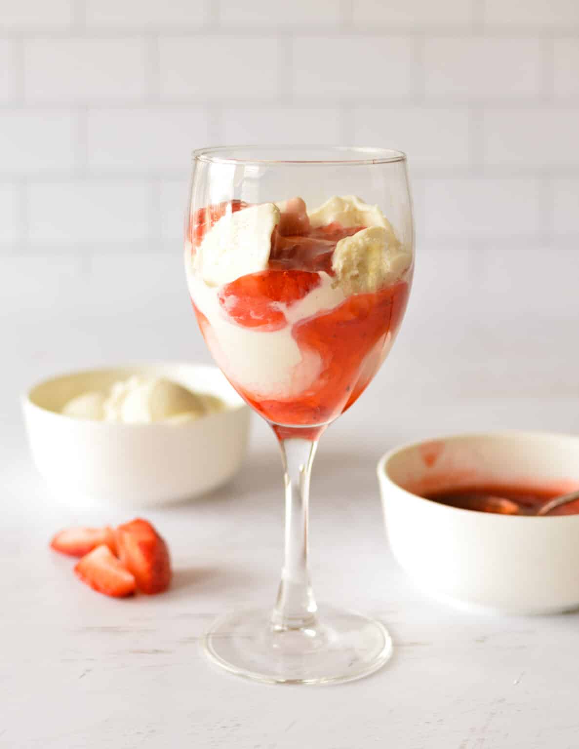 Strawberry Sundaes - caramel and cashews