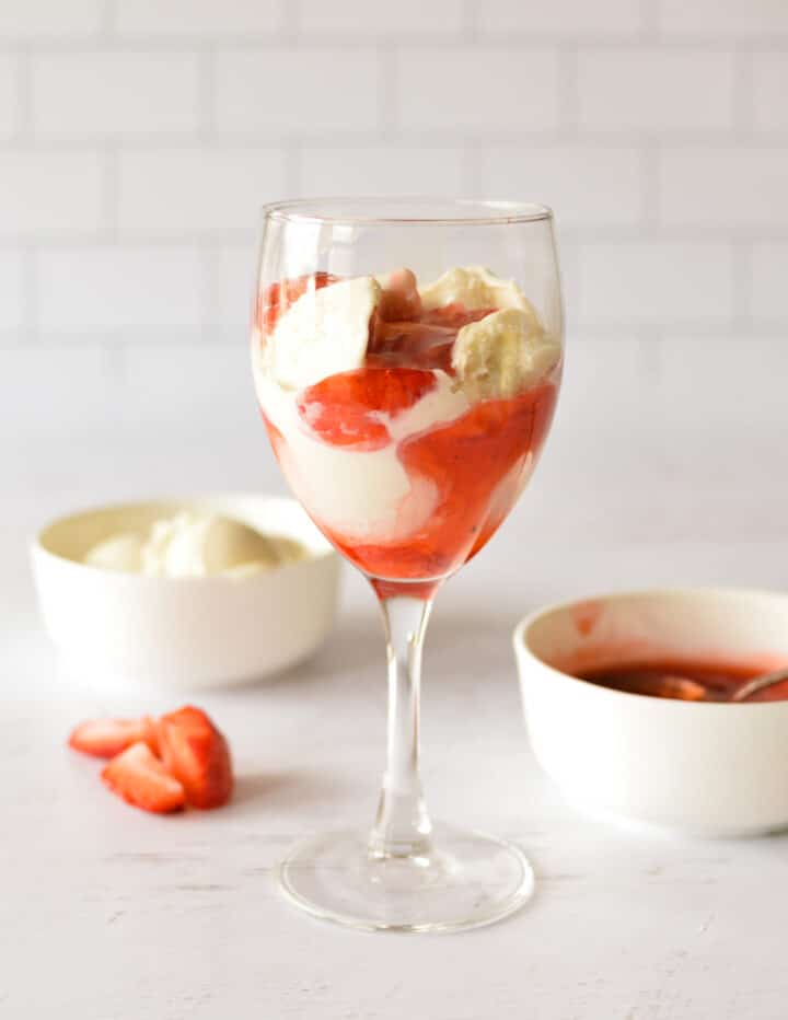 Strawberry Sundaes - caramel and cashews
