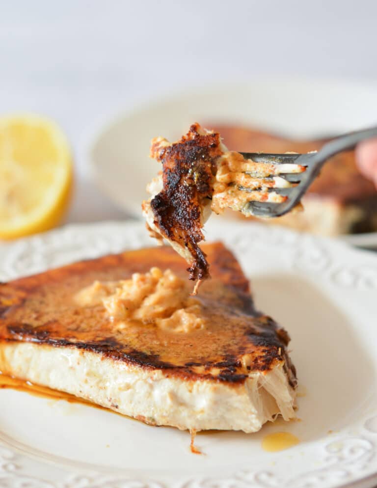 Blackened Swordfish with Cajun Butter - caramel and cashews