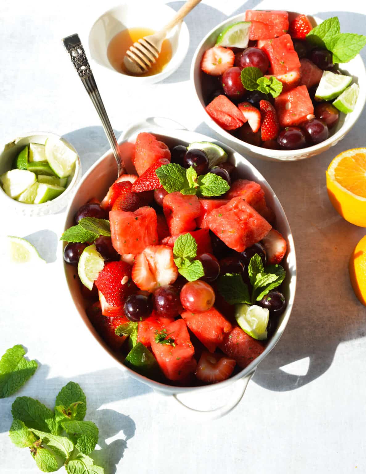 Watermelon Fruit Salad - caramel and cashews