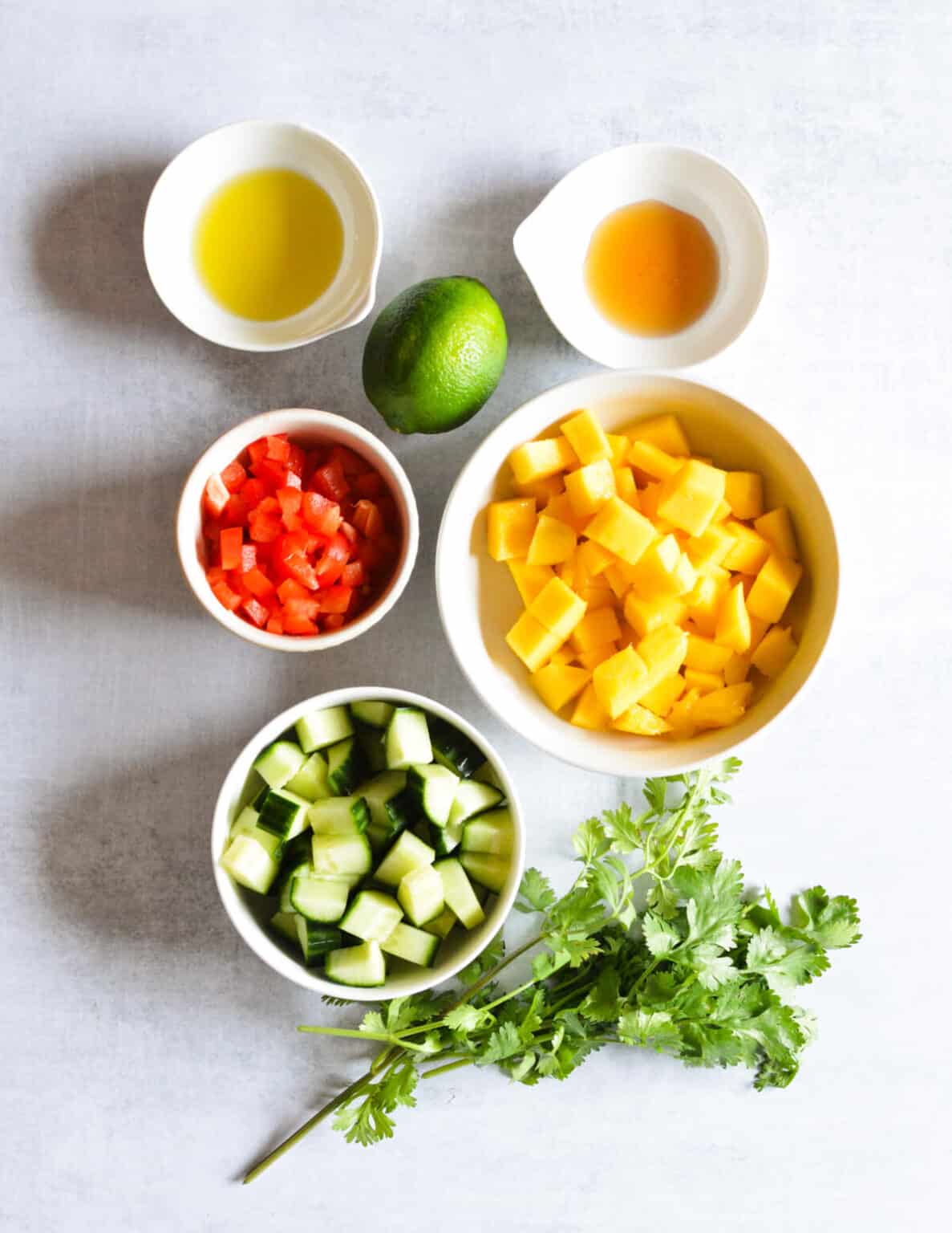 Mango Cucumber Salad - caramel and cashews