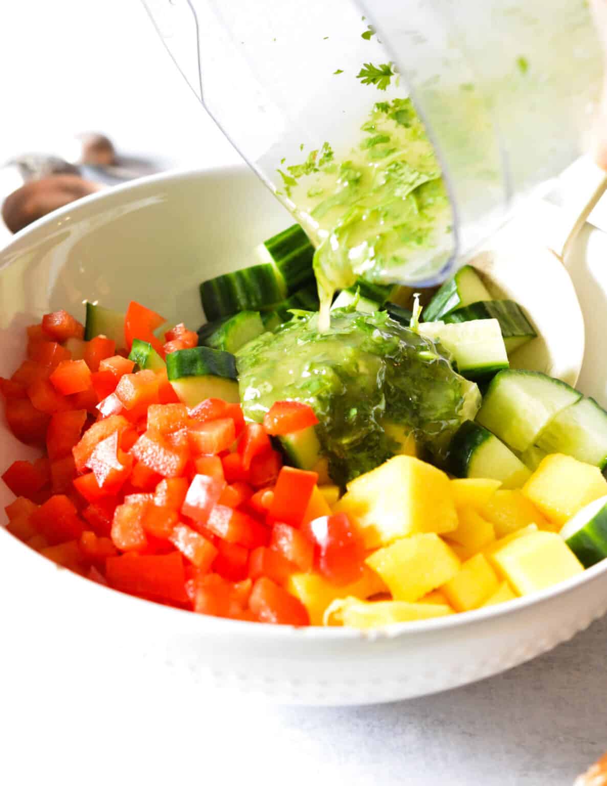 Mango Cucumber Salad - caramel and cashews