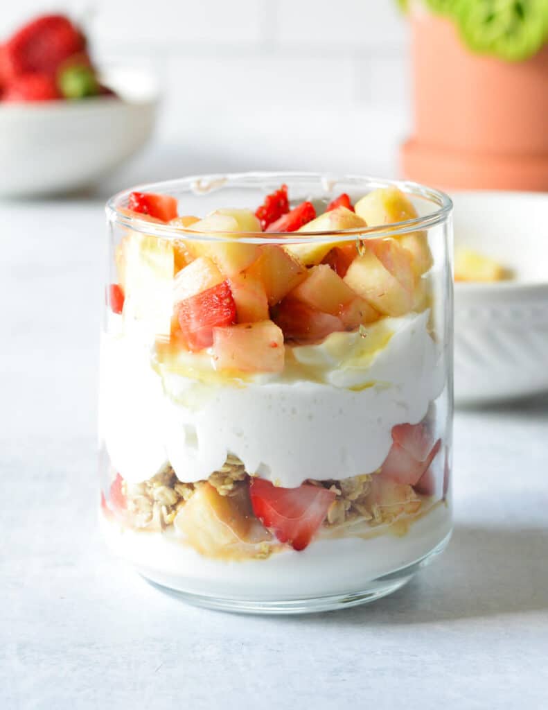 Strawberry Pineapple Yogurt Parfait - caramel and cashews
