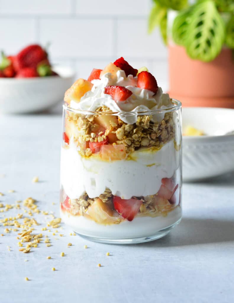 Strawberry Pineapple Yogurt Parfait - caramel and cashews
