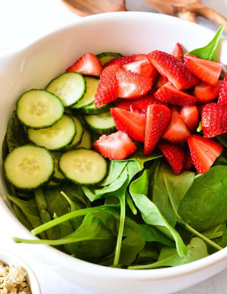 Strawberry Cucumber Salad - caramel and cashews