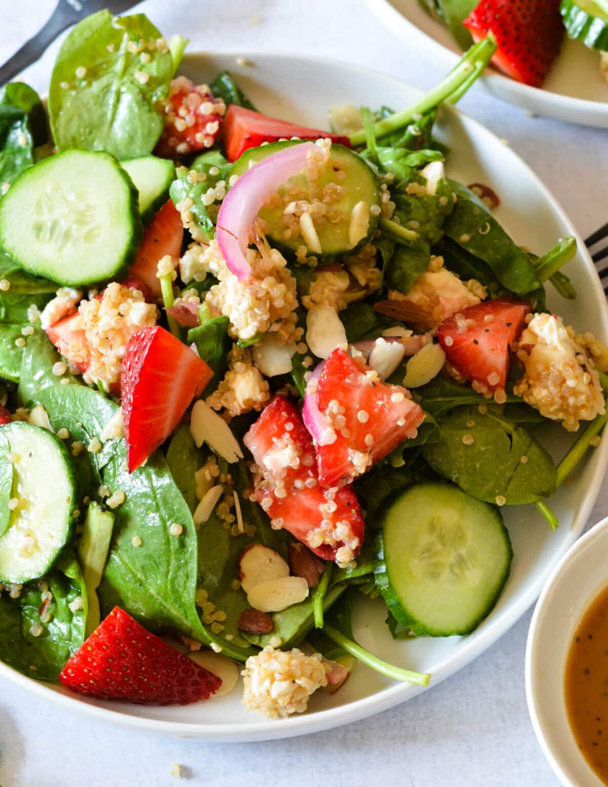 Strawberry Cucumber Salad - caramel and cashews