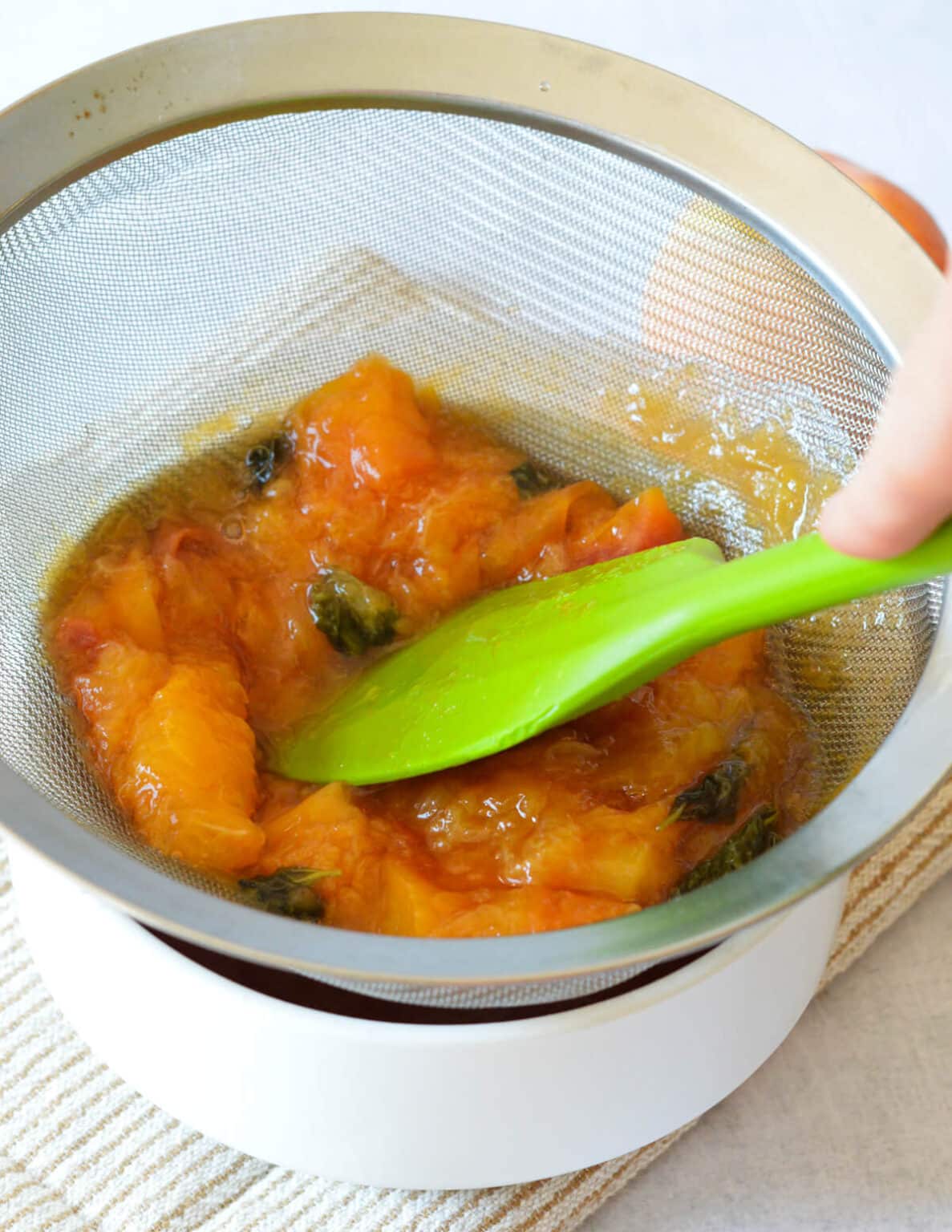 Peach Basil Syrup - caramel and cashews