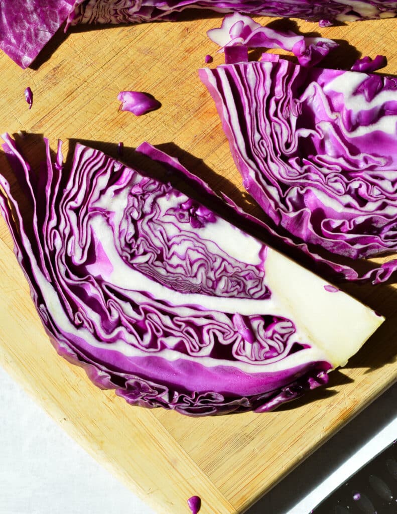 Crispy Roasted Purple Cabbage - caramel and cashews