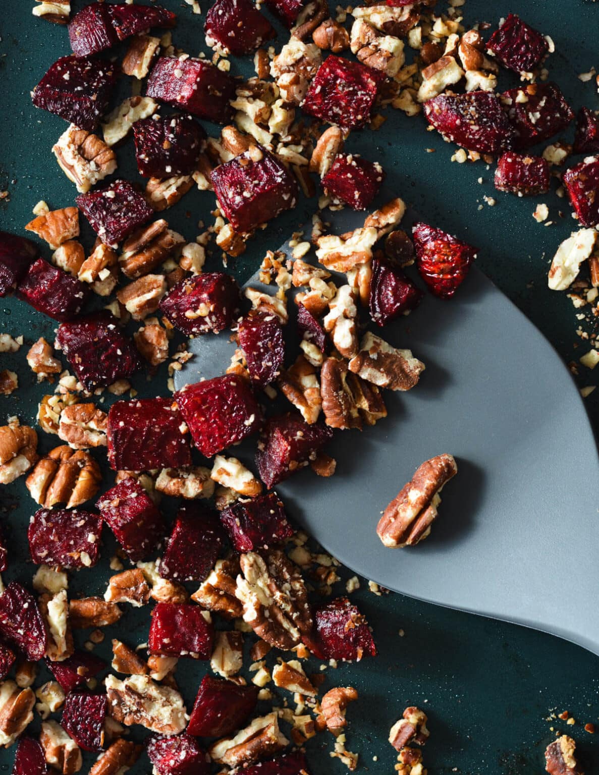 Roasted Beets with Pecans and Goat Cheese - caramel and cashews